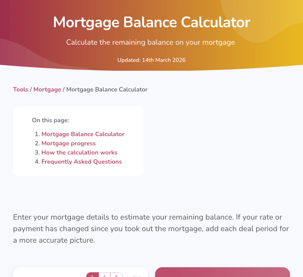 Mortgage Balance Calculator
