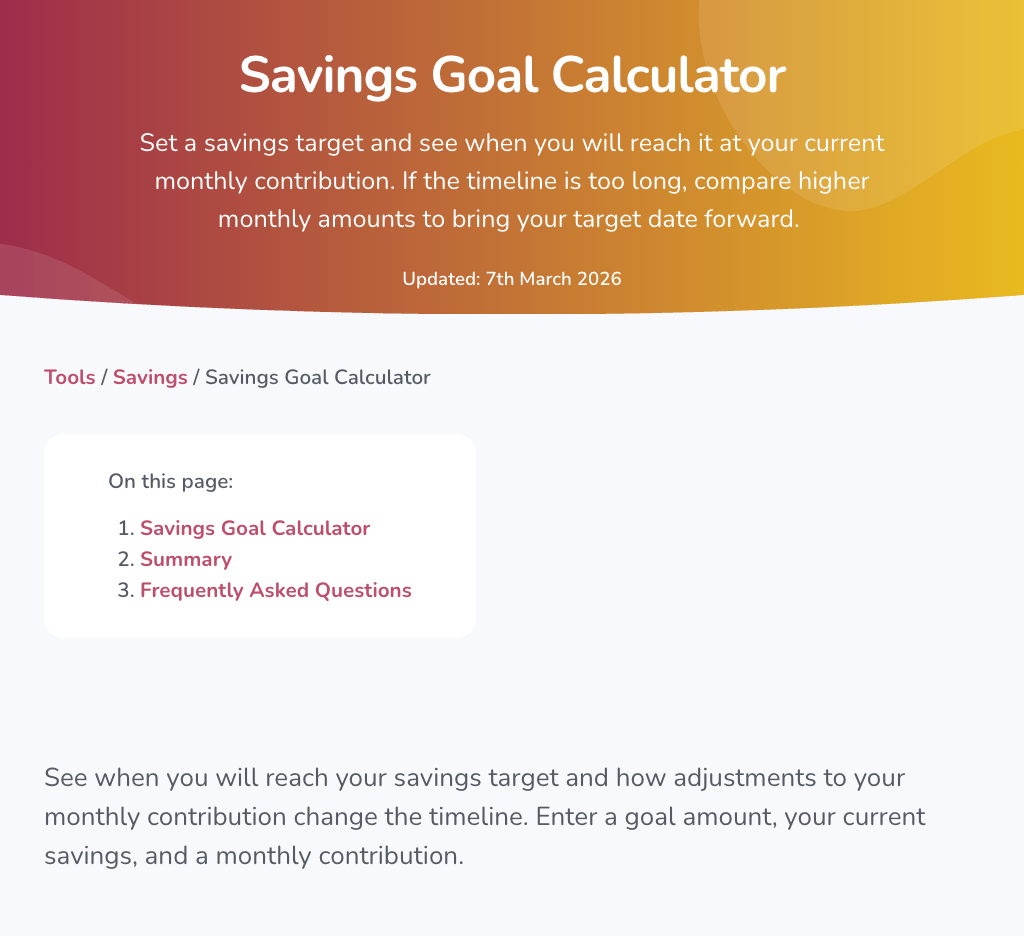 Savings Goal Calculator | Work out your monthly savings target and ...