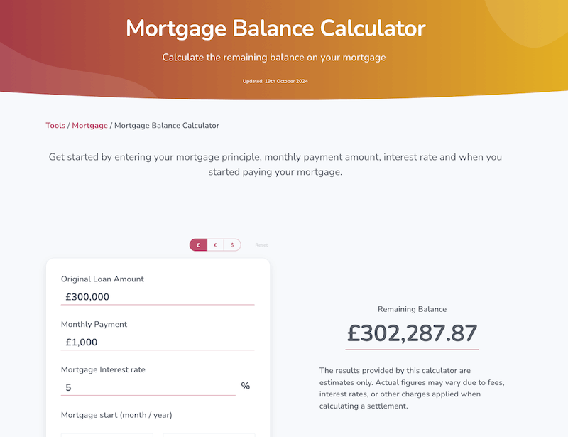 Mortgage Balance Calculator